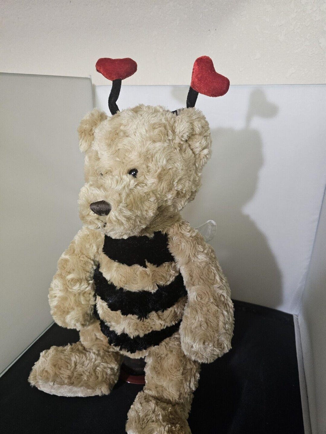 GANZ Sweet Bee Teddy Bear Red Heart Wings Black Plush Stuffed Animal ...