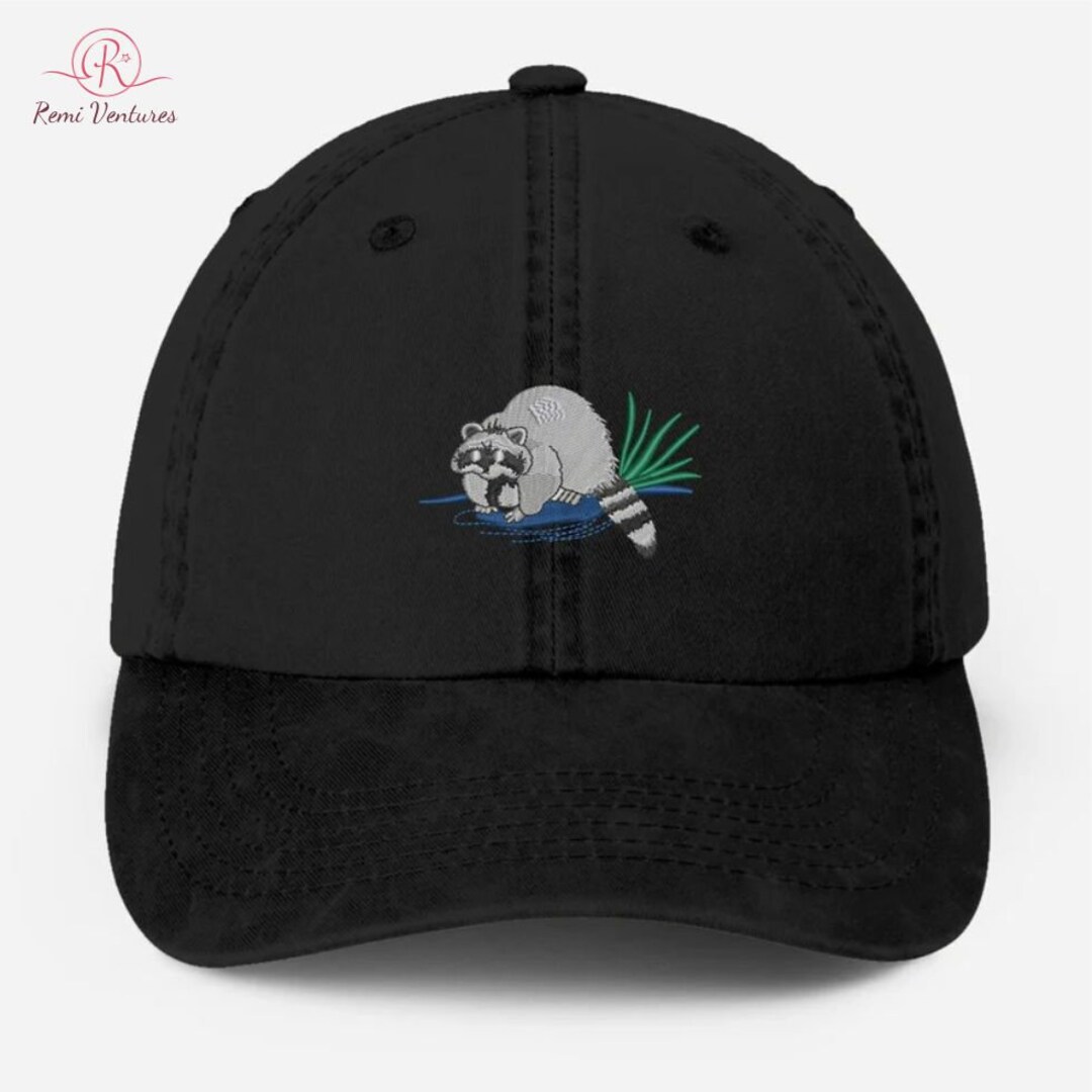 Cute Racoon Caps, Embroidered Raccoon Couple Matching Camping Hats ...