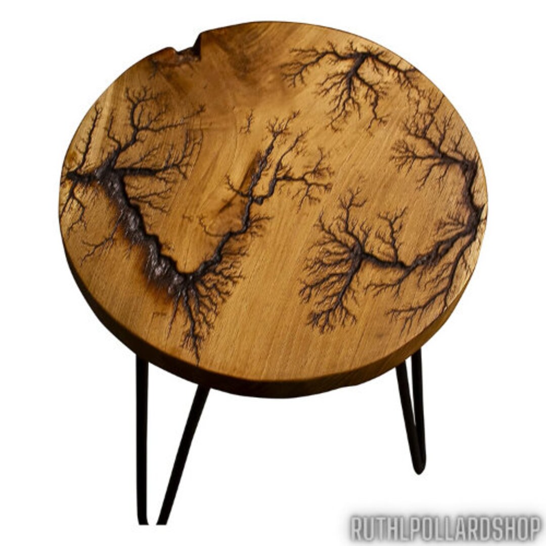 Handmade Circular Coffee Table With Lichtenberg Patterns for - Etsy