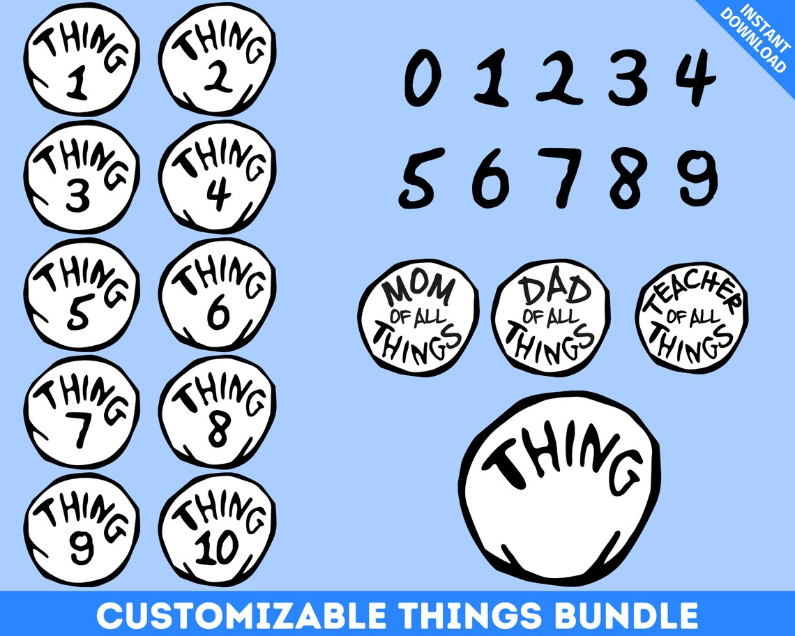 Customthing Svg, 1 & Thing 2 Layered Svg Easy Iron on Costume With ...