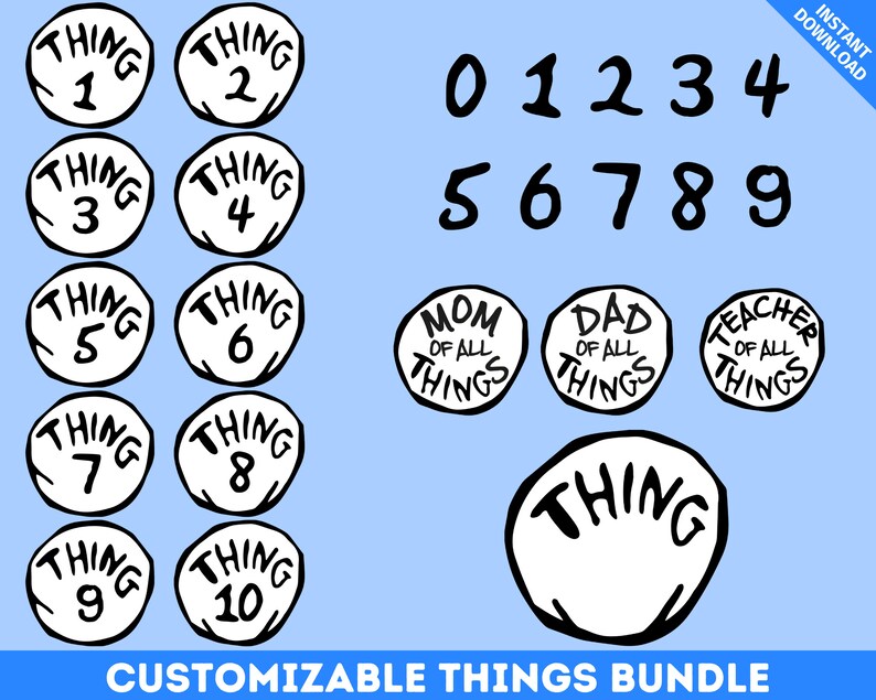 Customthing Svg, 1 & Thing 2 Layered Svg Easy Iron on Costume With ...