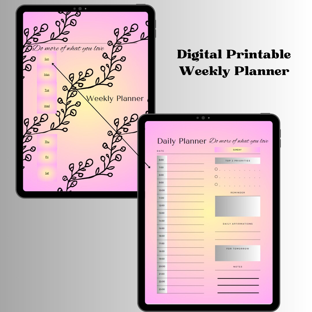 Daily Weekly Planner Printable Digital Weekly Planner - Etsy