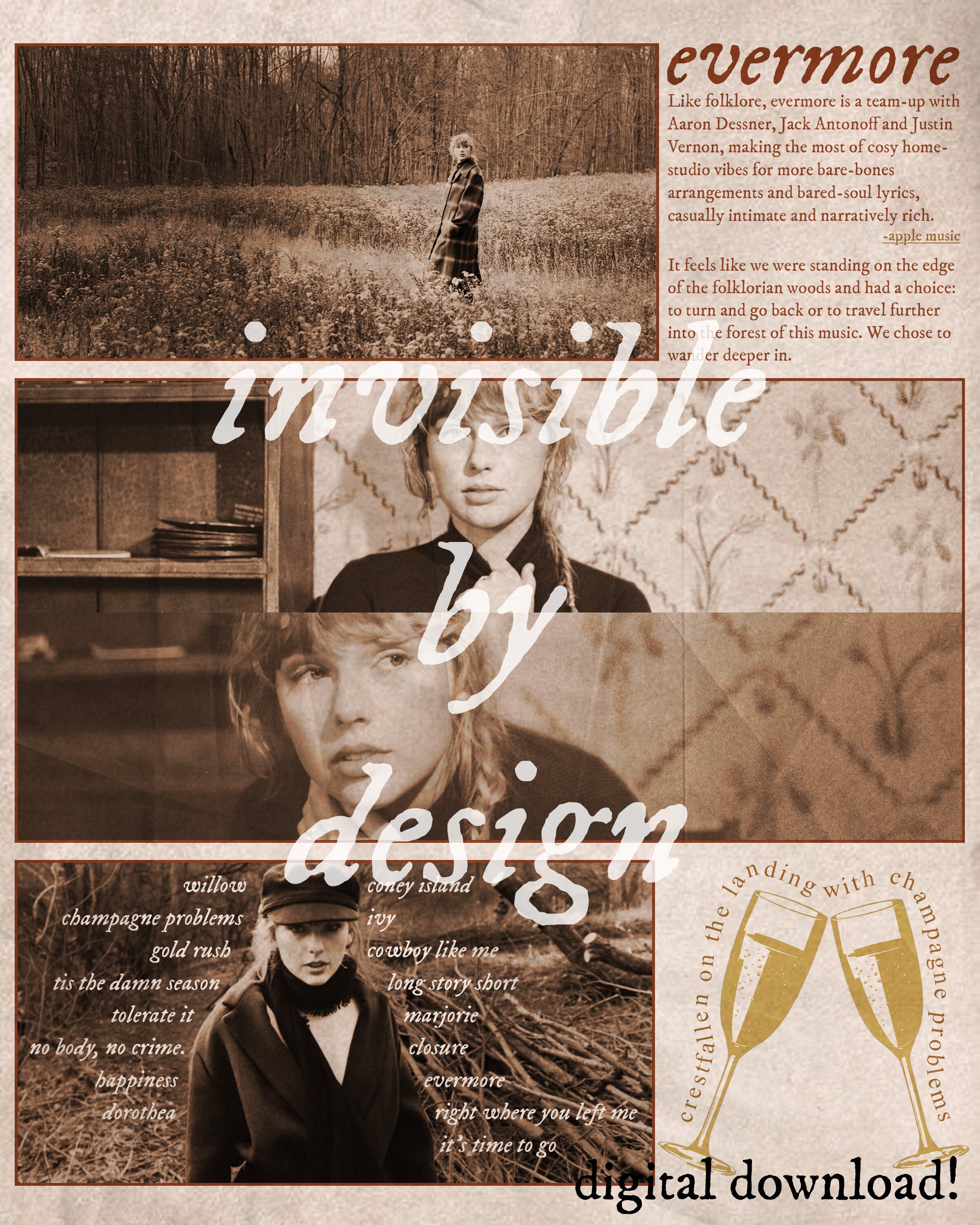 Taylor Swift Evermore Inspired Album Poster PNG Digital - Etsy