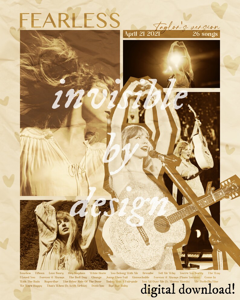 Taylor Swift Fearless (taylor's Version) Inspired Album Poster, PNG ...