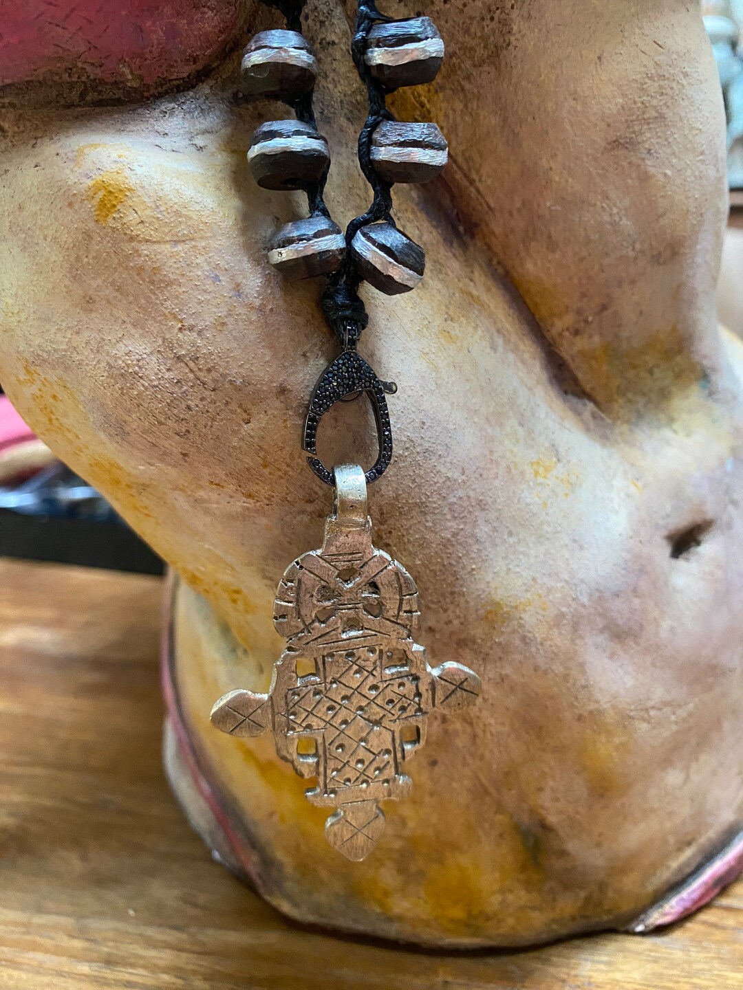 Tibetan Cross With Wood Beads Long Necklace - Etsy