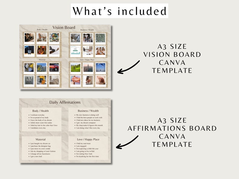 Vision Board Template Kit Editable Printable for Manifesting and Create ...