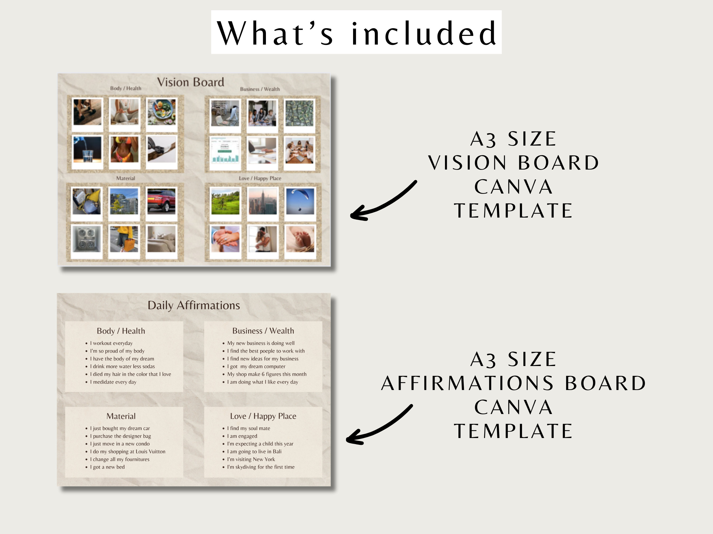 Vision Board Template Kit Editable Printable for Manifesting and Create ...