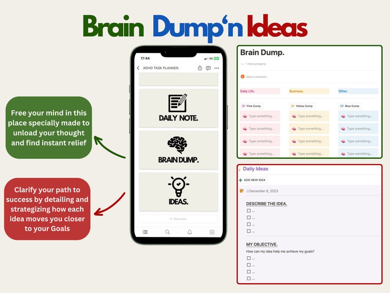 ADHD Task Planner Notion template productivity self care ADHD Life ...