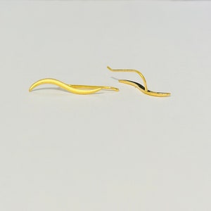 Sterling Silver Curved Ear Climber, Bar Earrings, Curved Bar Line ...