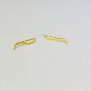 Sterling Silver Curved Ear Climber, Bar Earrings, Curved Bar Line ...