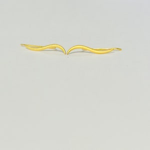 Sterling Silver Curved Ear Climber, Bar Earrings, Curved Bar Line ...