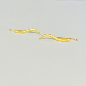 Sterling Silver Curved Ear Climber, Bar Earrings, Curved Bar Line ...