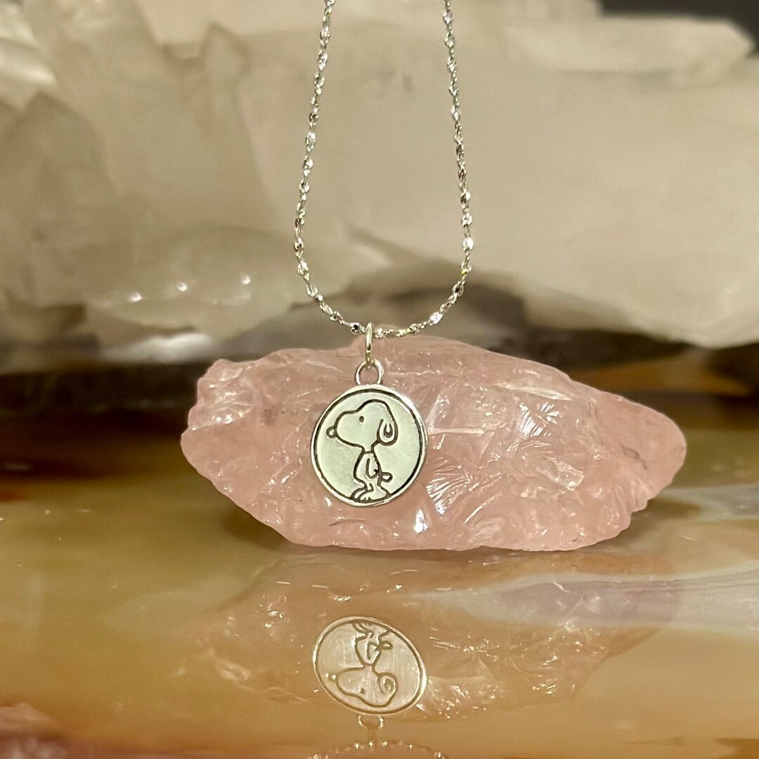 Tiny Snoopy Tag Necklace, Sterling Silver Simple Tag Jewelry, Delicate ...