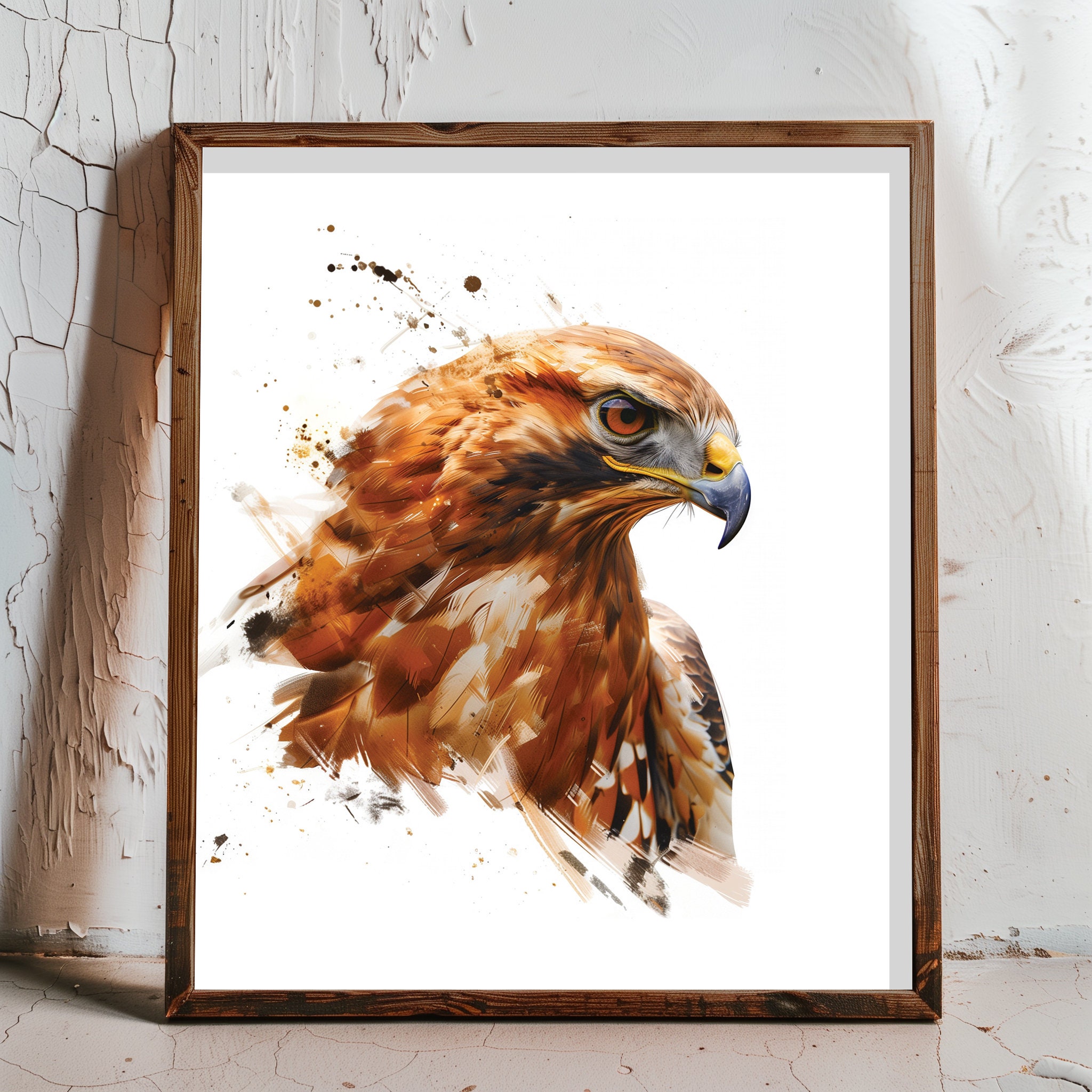 Keen Red-tailed Hawk (western American Art) 16x16 Framed Canvas Print ...