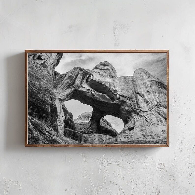 Black and White Skull Arch (arches National Park) Framed Canvas Print ...