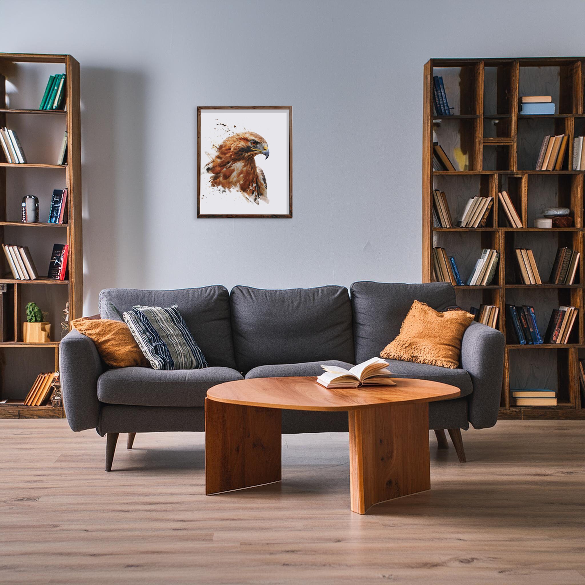 Keen Red-tailed Hawk (western American Art) 16x16 Framed Canvas Print ...