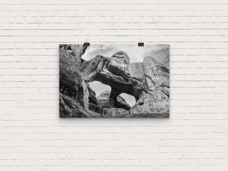 Black and White Skull Arch (arches National Park) Framed Canvas Print ...