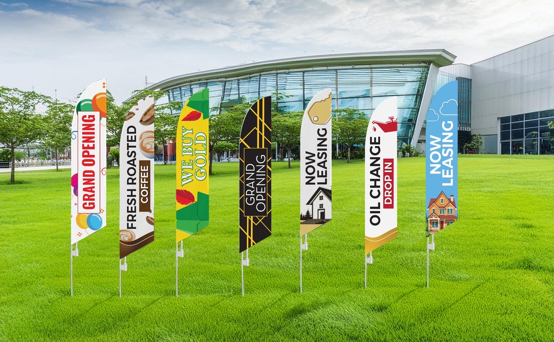 Pre-designed Advertising Windfeather. Mutiple Sizes and Messages ...