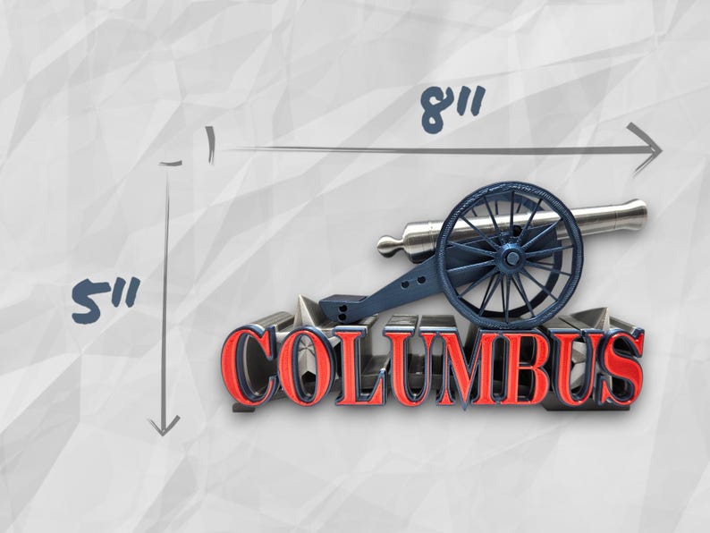 BOOM! Columbus Hockey Cannon 3D Printed Art Display Red Silver & Blue ...