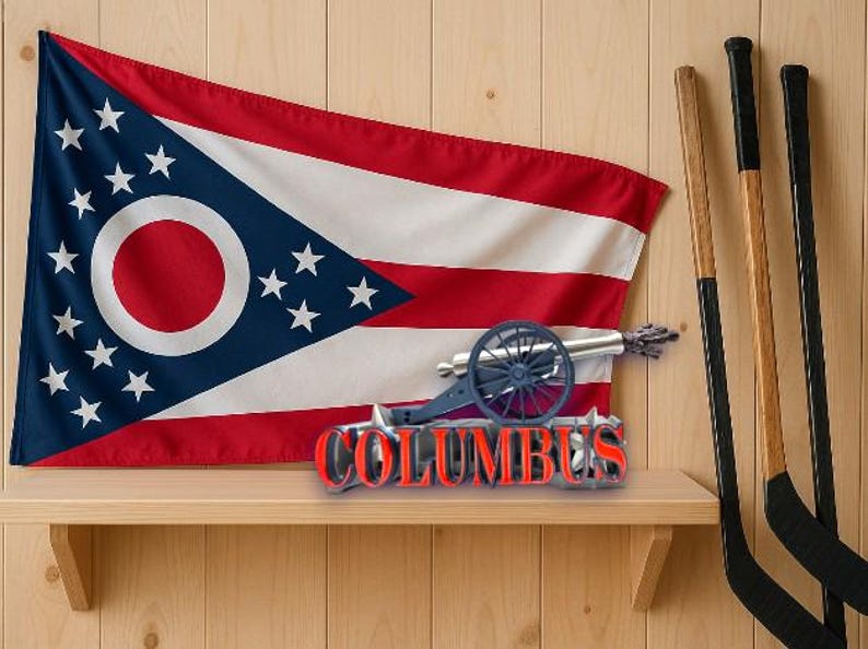 BOOM! Columbus Hockey Cannon 3D Printed Art Display Red Silver & Blue ...
