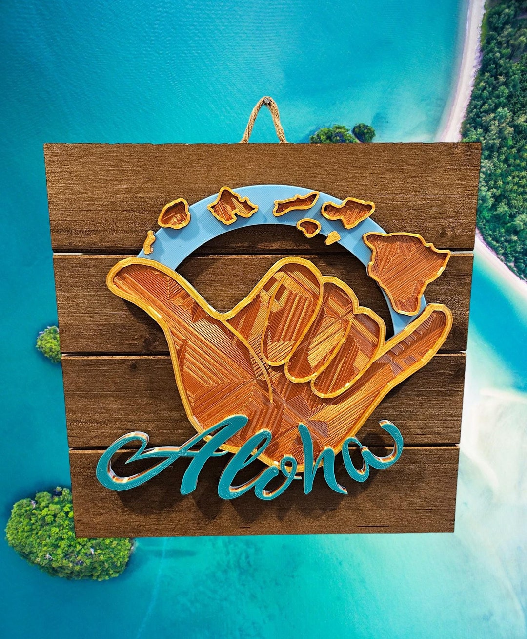Aloha Baby, Shaka Hawaii Beach Energy Wall Art 3D Printed Artistic ...