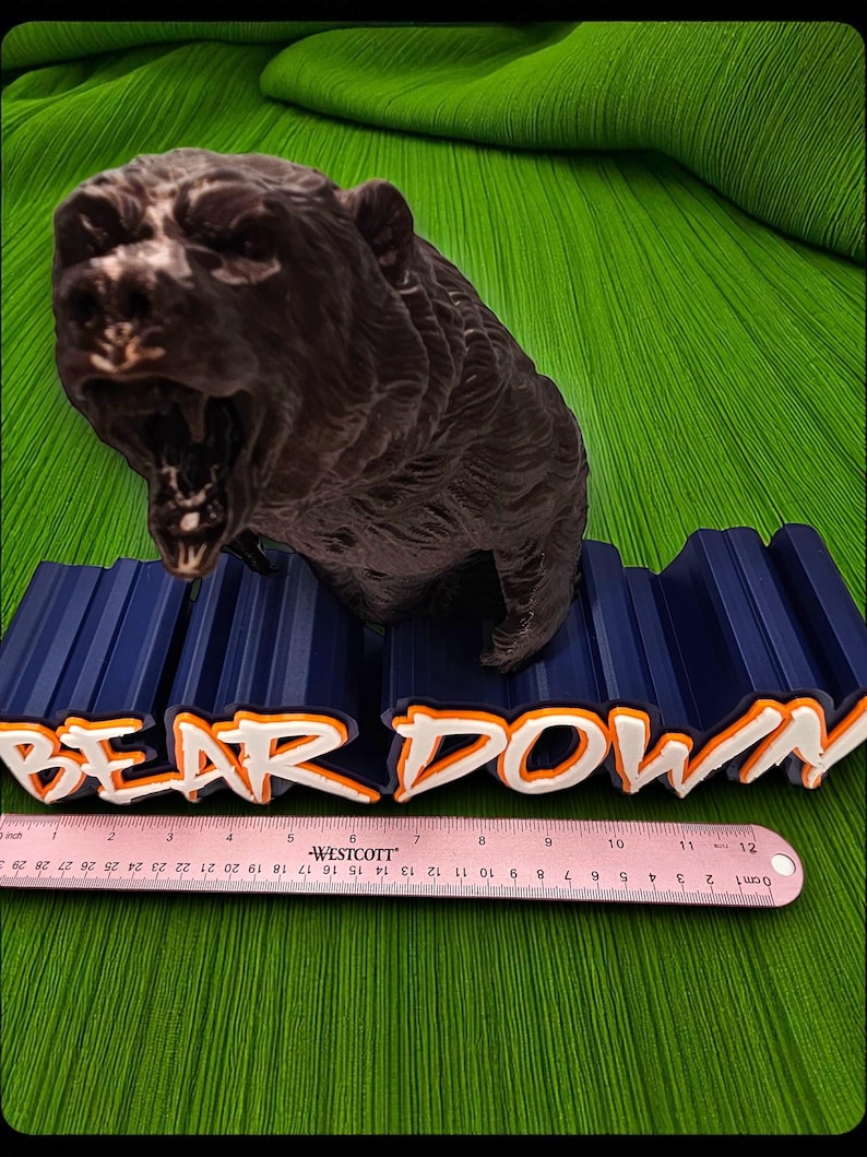 3D Printed Bear Down Statue: Man Cave Decor, Chicago Sports Art Jumbo ...
