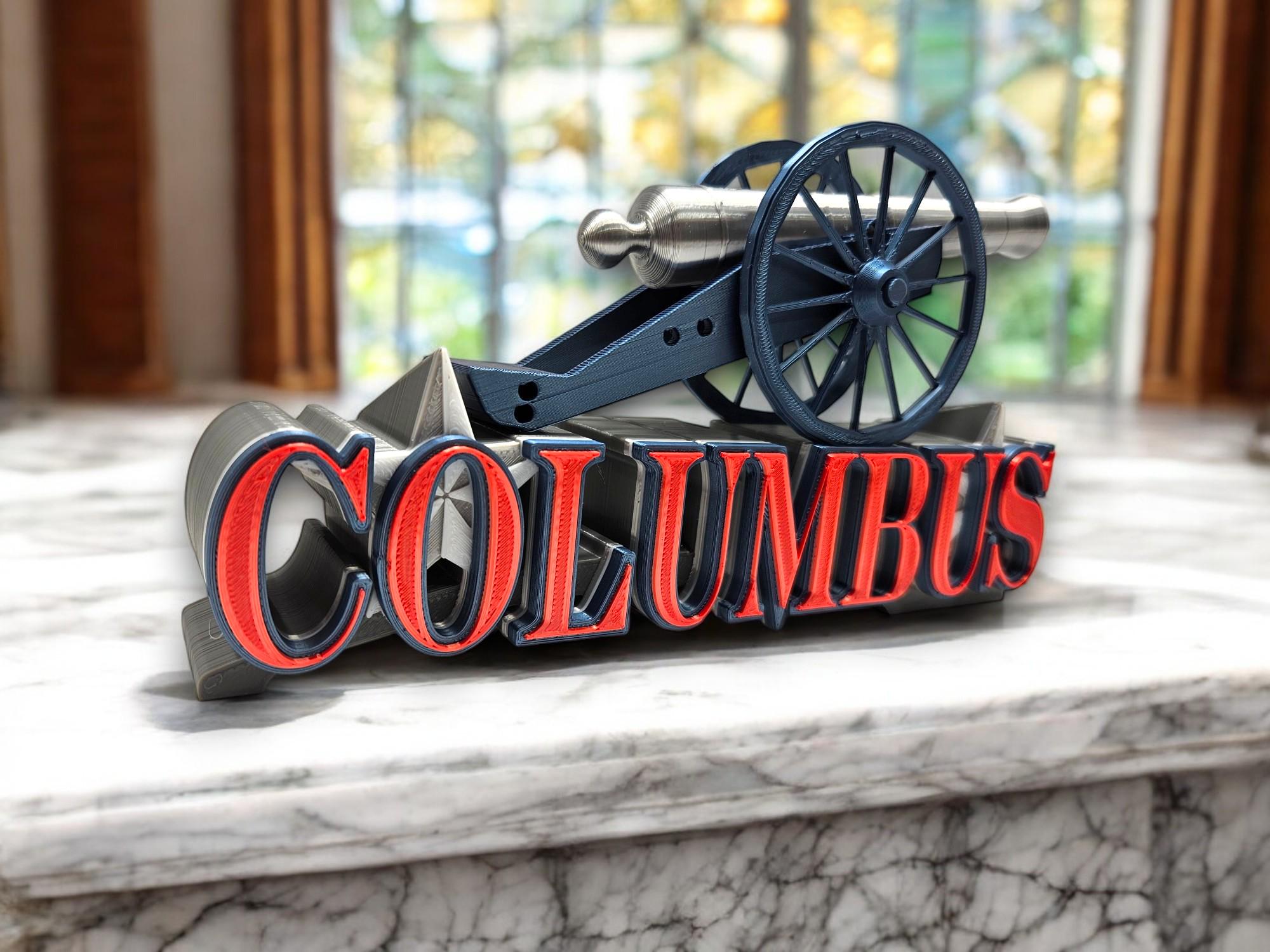 BOOM! Columbus Hockey Cannon 3D Printed Art Display Red Silver & Blue ...