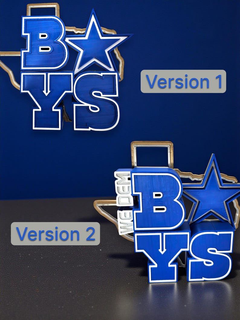 Dallas Football 3D Printed Desktop Decor: Cowboy Star, Man Cave Art ...