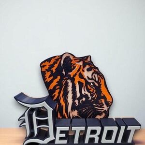 Detroit Block Letters With Fierce Tiger Gaze Background Baseball Fan ...