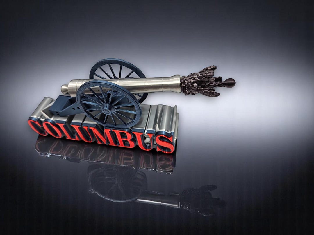 BOOM! Columbus Hockey Cannon 3D Printed Art Display Red Silver & Blue ...