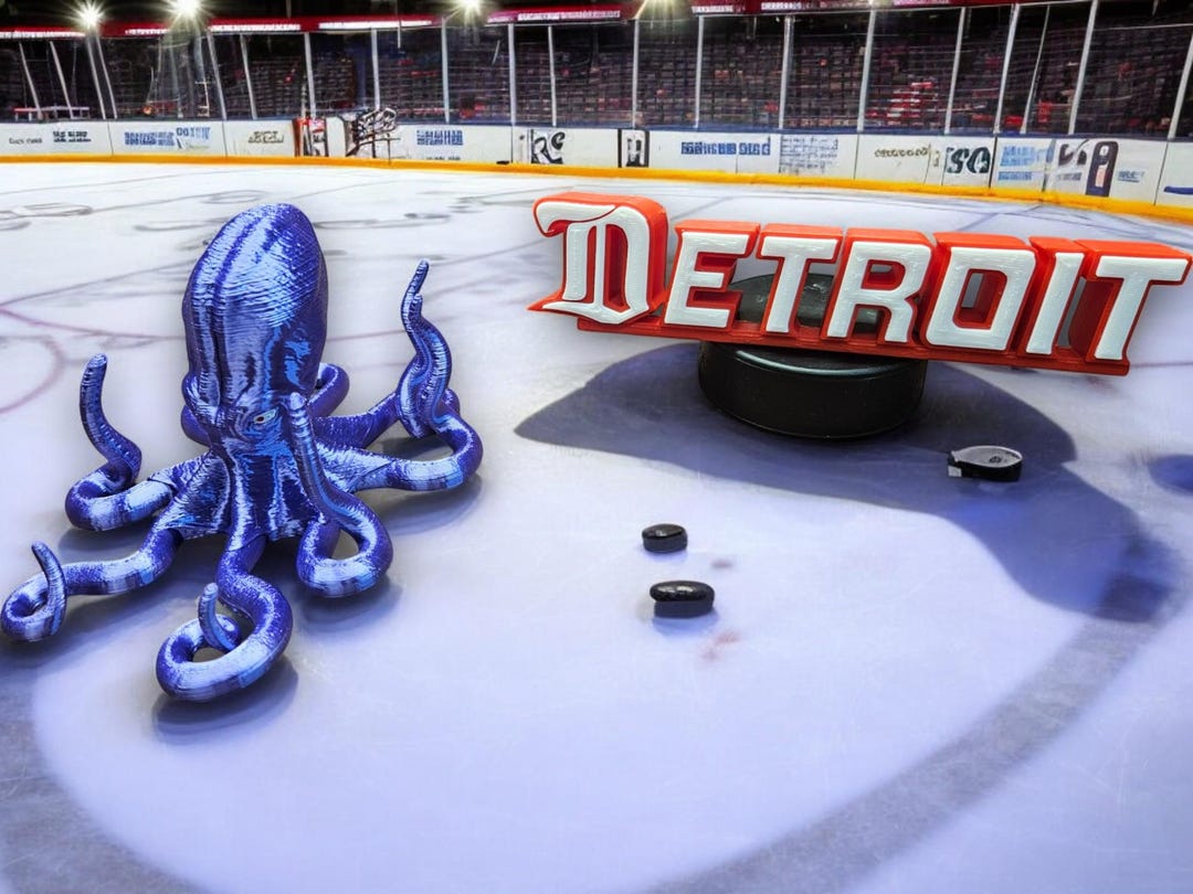 Detroit Hockey Fan 3D Block Letters: Al the Octopus Sports Decor Red ...