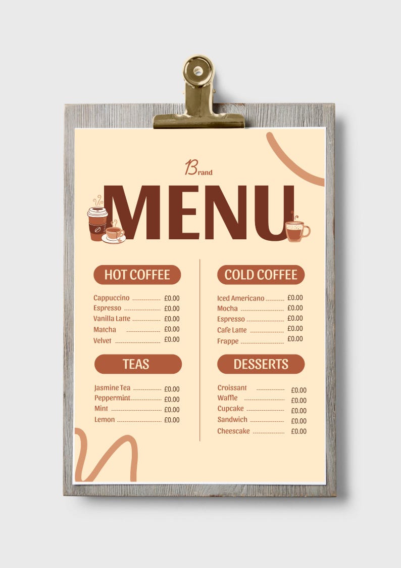 Menu Template, Aesthetic Template, Coffee Menu, Tea Menu, Price List ...