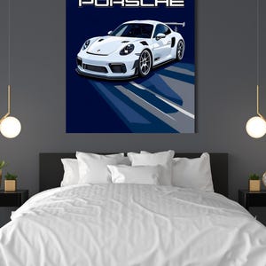 PORSCHE WALL ART, Blue and White Theme, Bedroom Art, Living Room Art ...