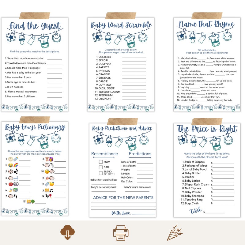 Baby Shower Games Boy - Etsy