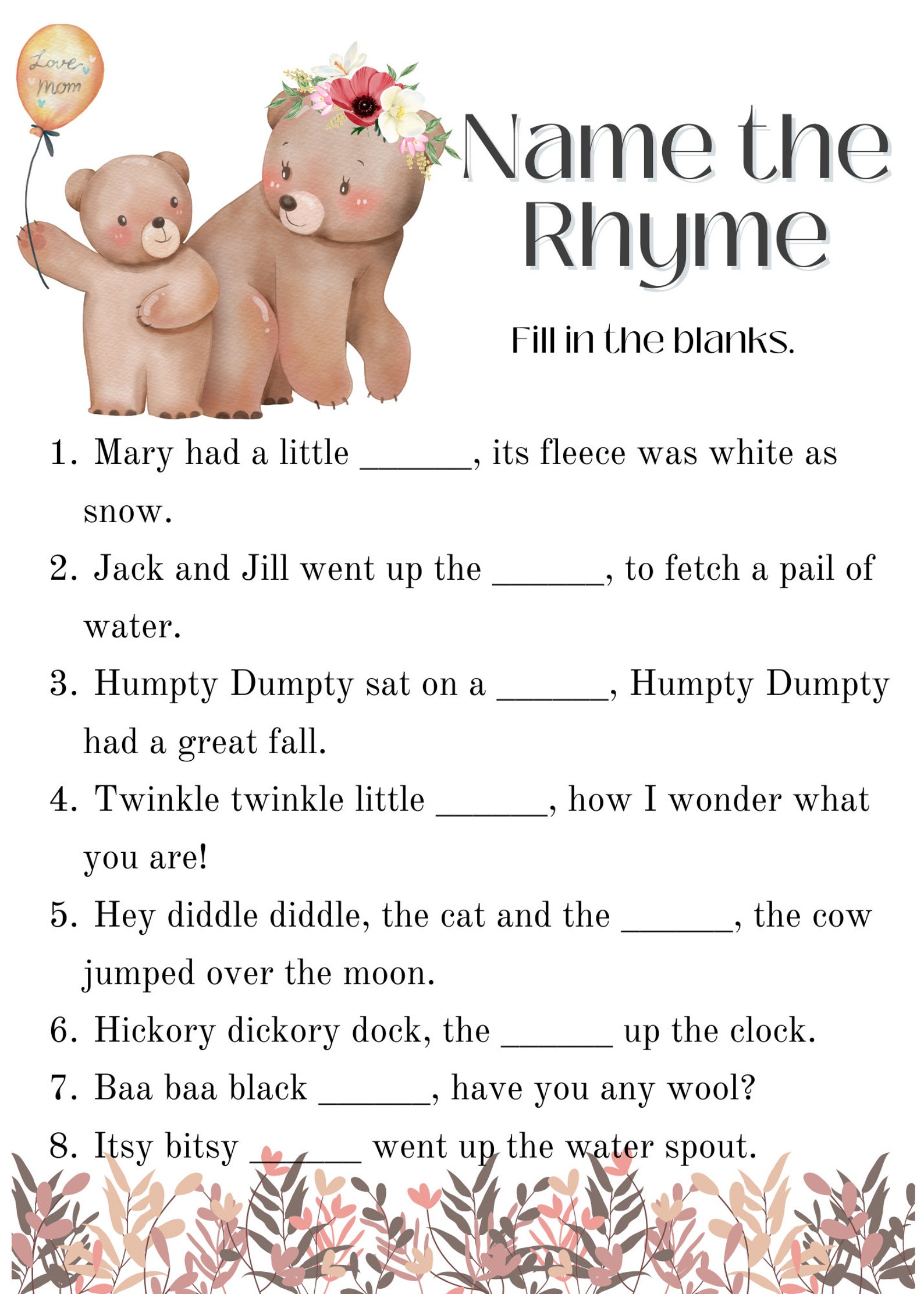 Mama Bear Baby Shower Games Bundle, Mama Baby Bear Printable Games, Teddy Bear Baby Shower ...