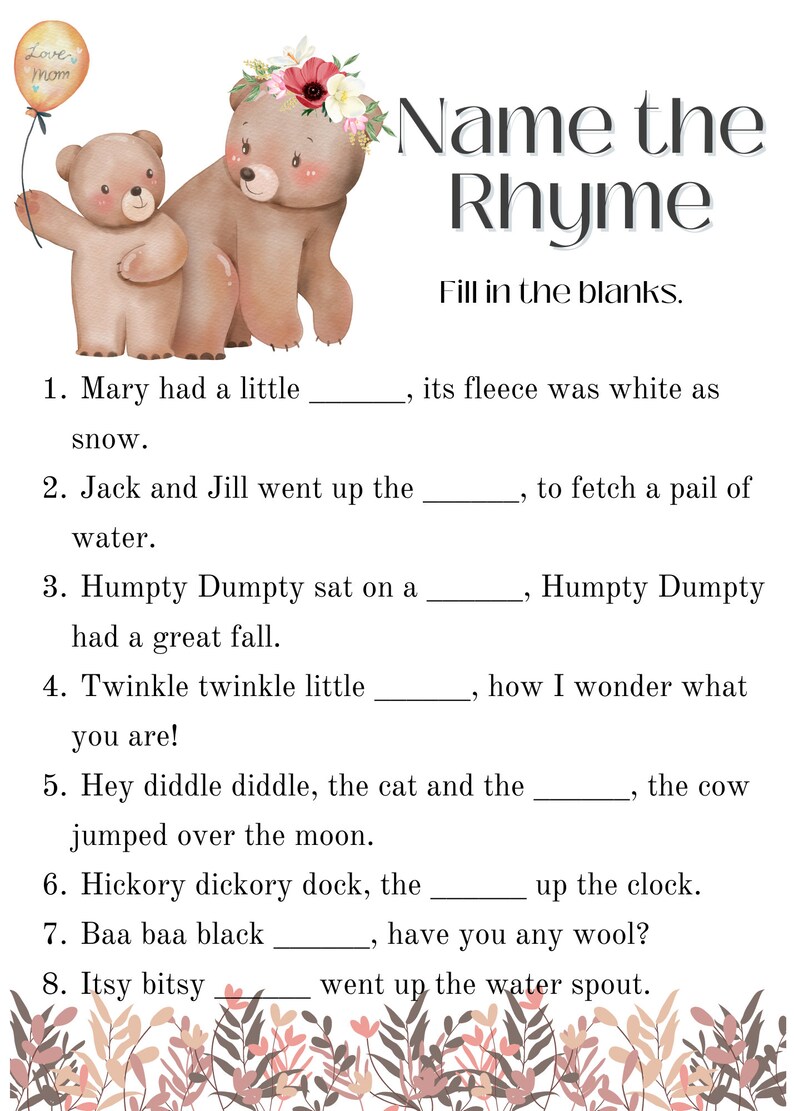 Mama Bear Baby Shower Games Bundle, Mama Baby Bear Printable Games, Teddy Bear Baby Shower ...