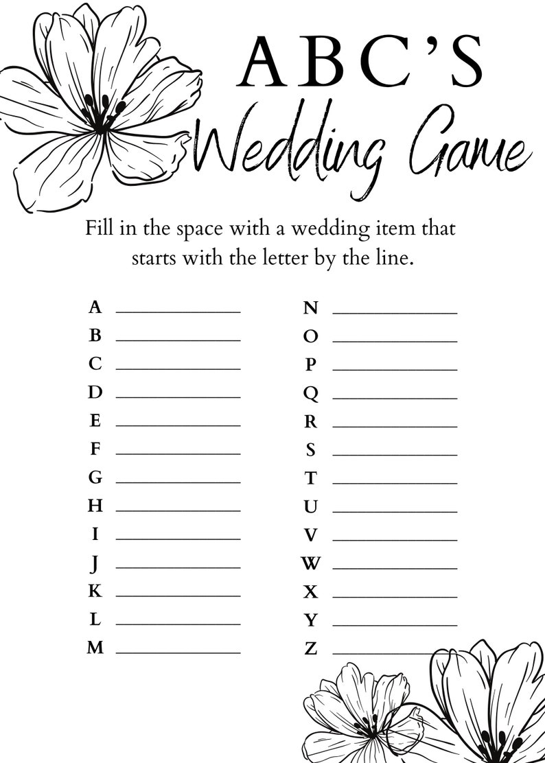 Floral Bridal Shower Games Bundle Black And White Printable Games