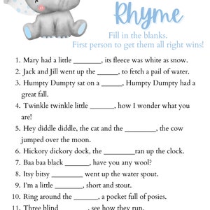 Elephant Baby Shower Games Bundle, Printable Blue Elephant Baby Shower ...