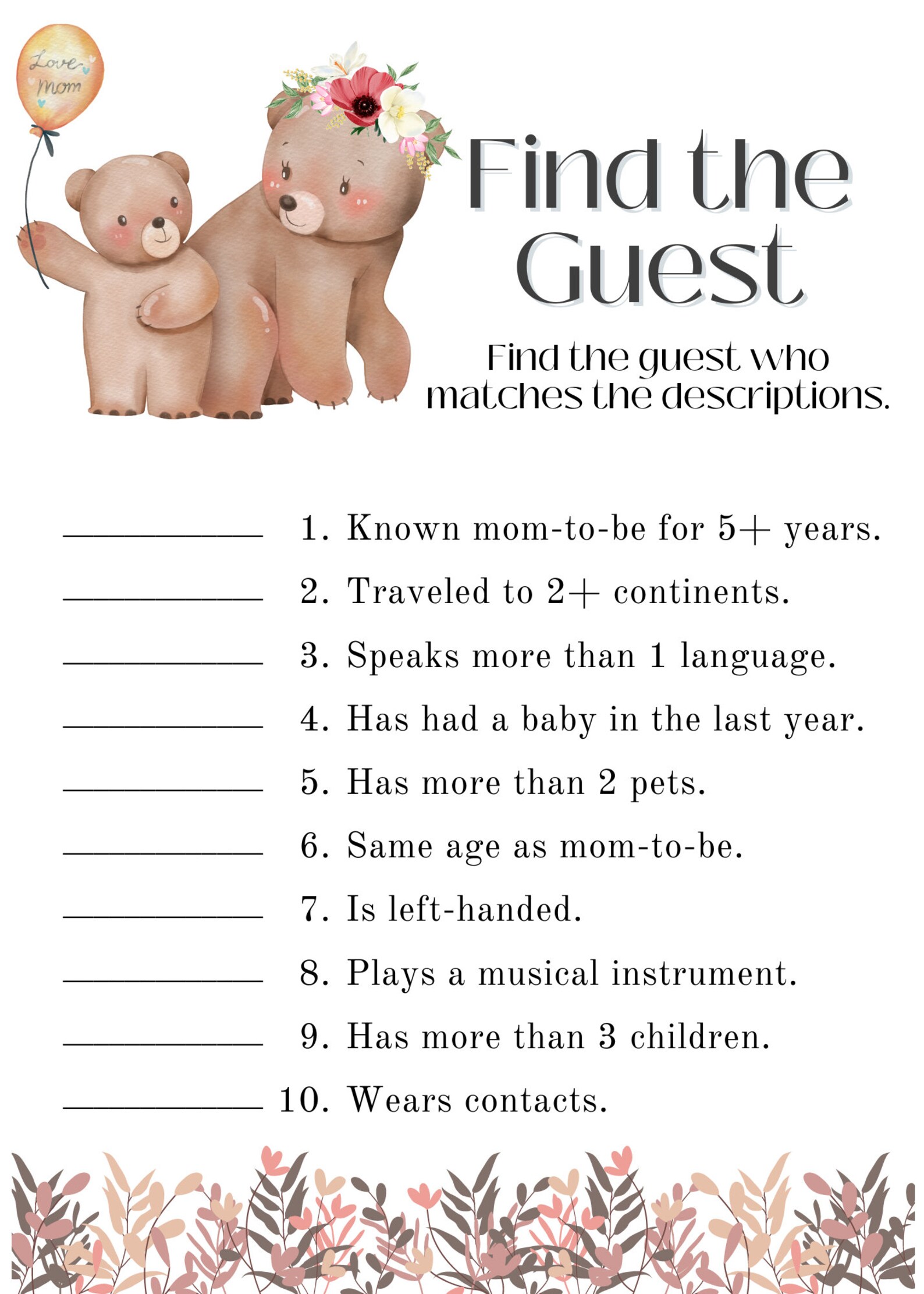 Mama Bear Baby Shower Games Bundle, Mama Baby Bear Printable Games ...