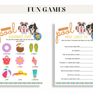 Summer Pool Party Games Bundle, Printable Pool Party Activities Set ...