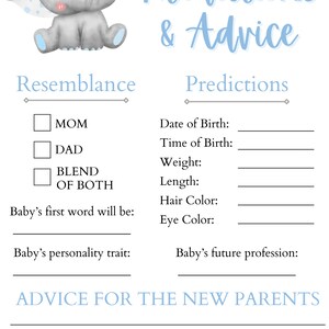 Elephant Baby Shower Games Bundle, Printable Blue Elephant Baby Shower ...