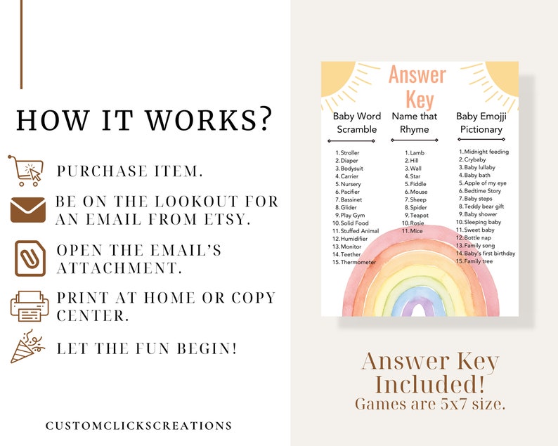 Sunshine Rainbow Baby Shower Games Bundle, Printable Rainbow Baby ...