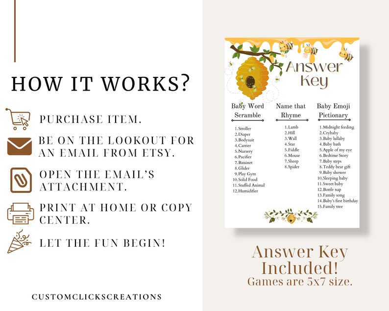Bee Hive Baby Shower Games Bundle, Gender Neutral Printable Games ...