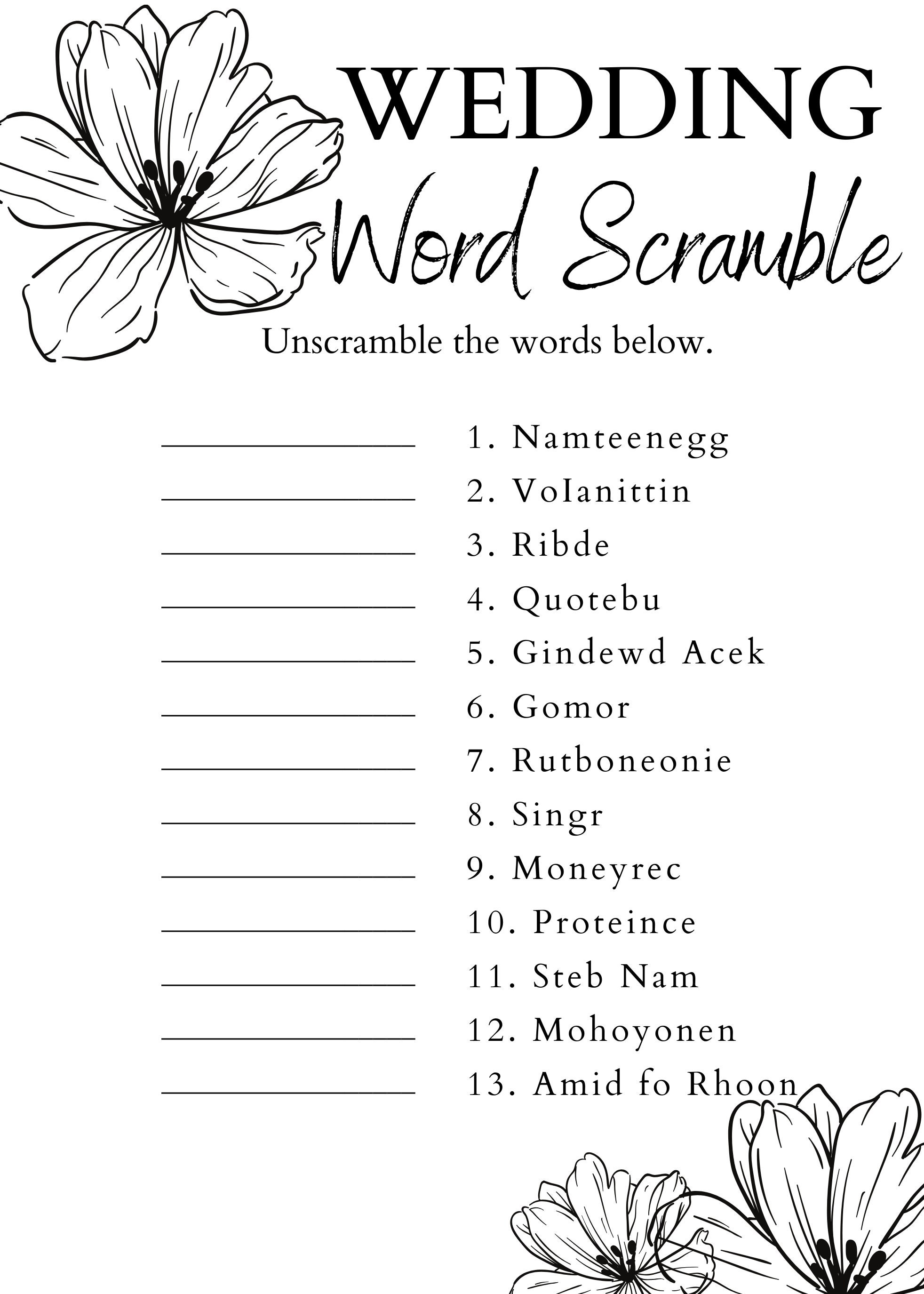 Floral Bridal Shower Games Bundle Black And White Printable Games