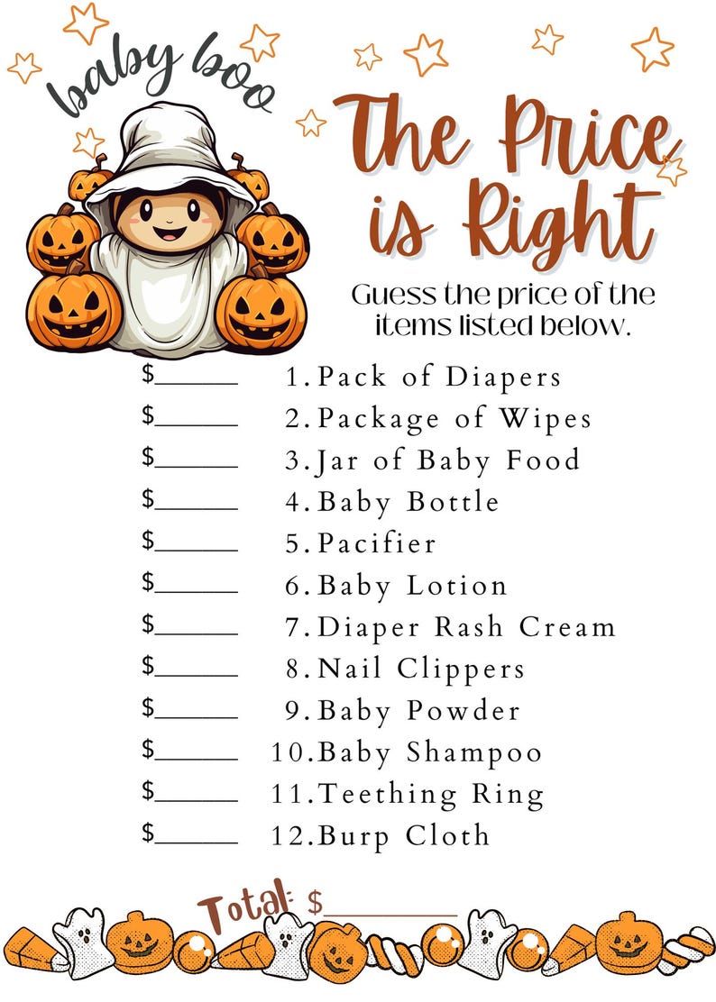 Halloween Baby Shower Games Bundle, Spooky Pumpkin Baby Shower ...