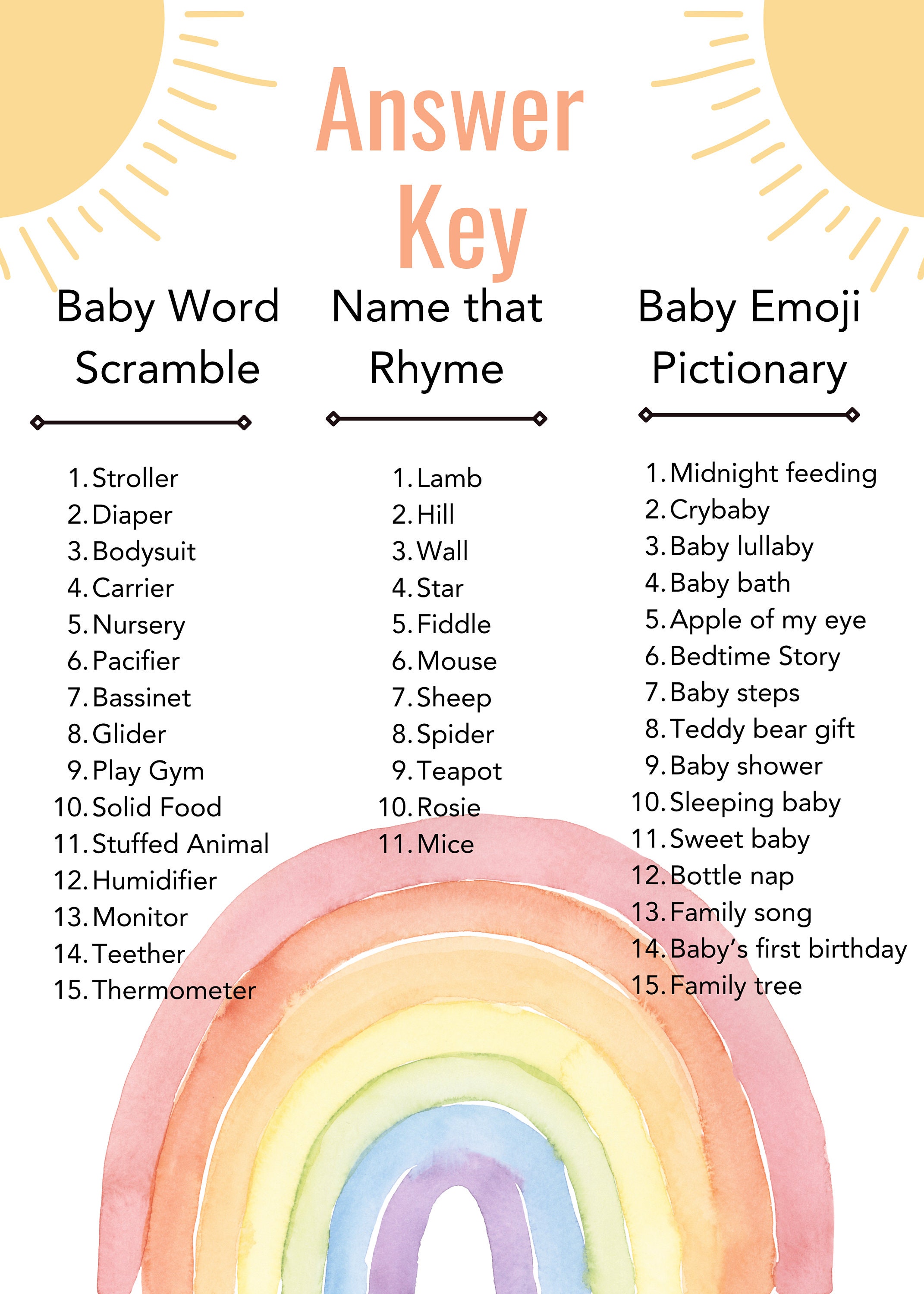 Rainbow Baby Shower Games, Boy Baby Shower, Girl Baby Shower, Emoji ...