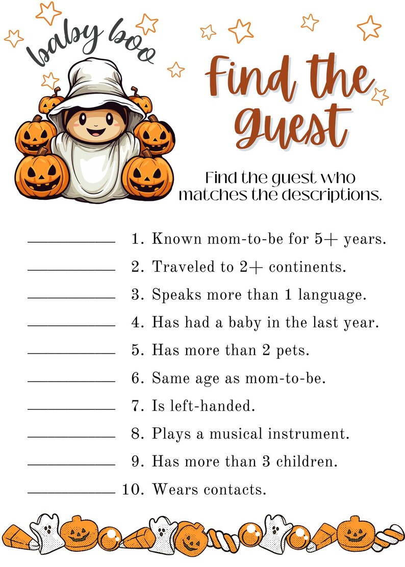 Halloween Baby Shower Games Bundle, Spooky Pumpkin Baby Shower ...