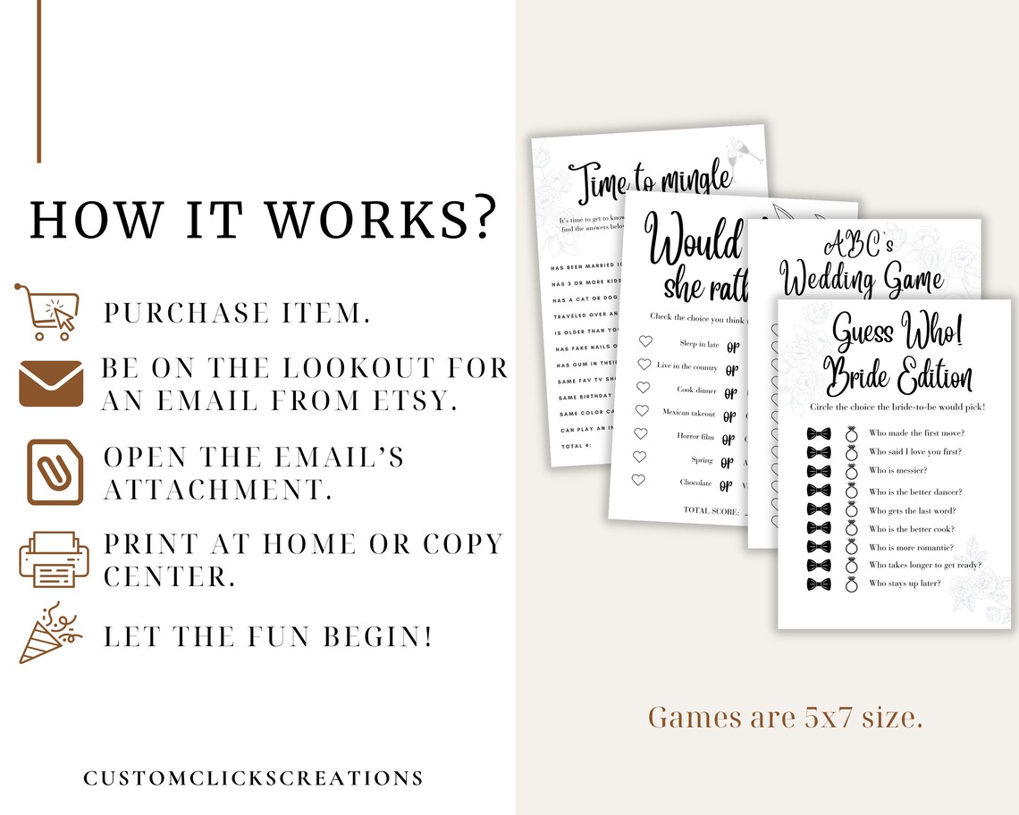 Bridal Shower Games Bundle, Printable Wedding Shower Games Pack, Modern ...