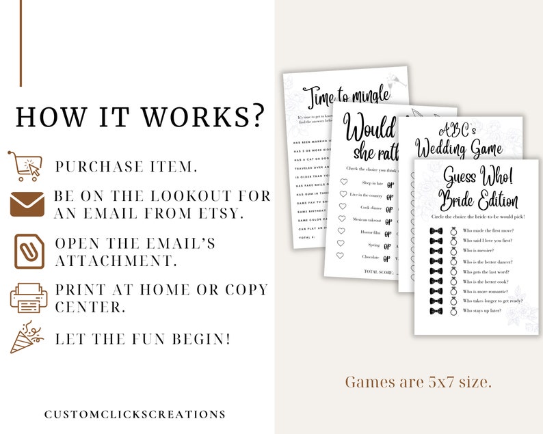 Bridal Shower Games Bundle, Printable Wedding Shower Games Pack, Modern ...