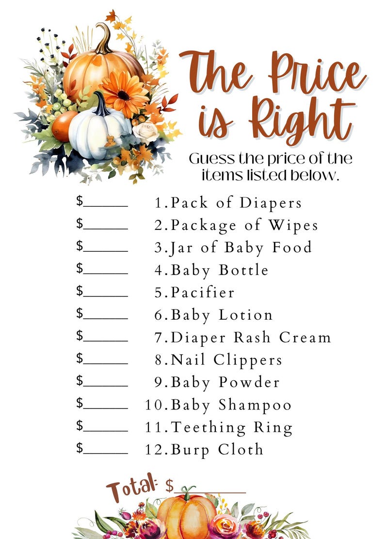 Pumpkin Baby Shower Games Bundle, Fall Pumpkin Printable Games, Autumn ...